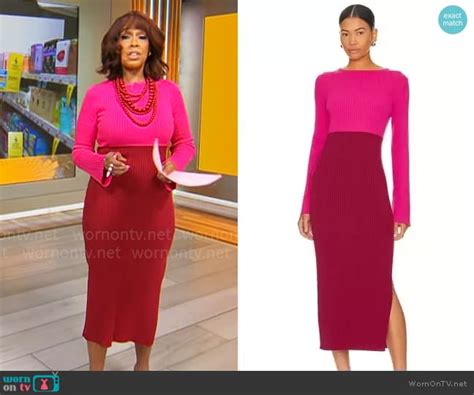 Wornontv Gayle Kings Pink And Red Sweater Dress On Cbs Mornings