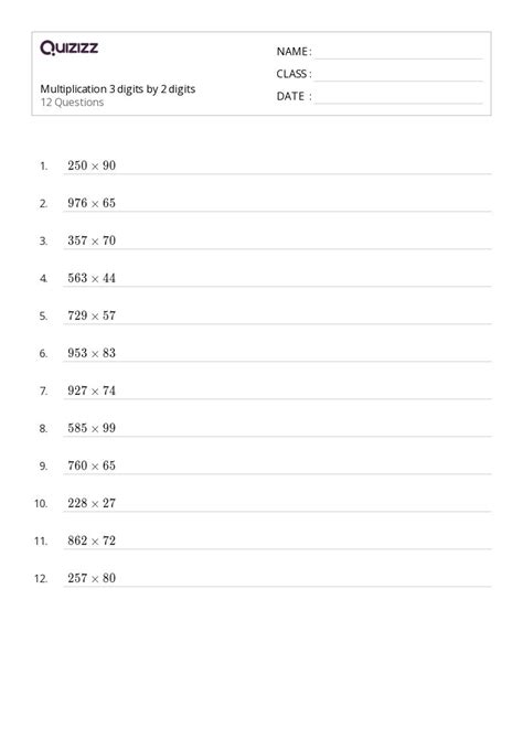 50 One Digit Multiplication Worksheets For 8th Grade On Quizizz Free And Printable