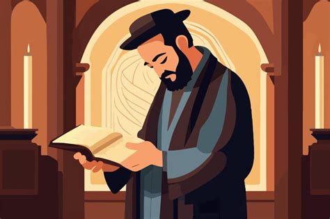 Premium Vector Jewish Vector Illustration Series Jew Reading Torah In
