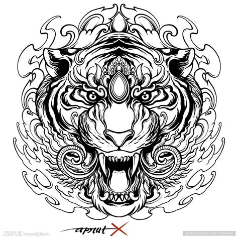 老虎头部线条设计图 图片素材 其他 设计图库 昵图网