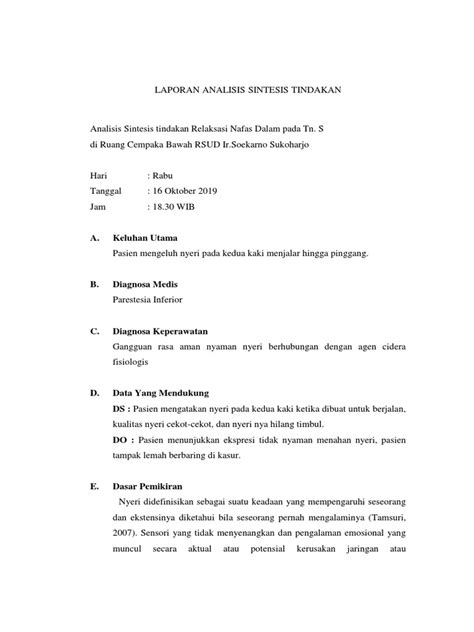 Laporan Analisis Sintesis Tindakan Pdf