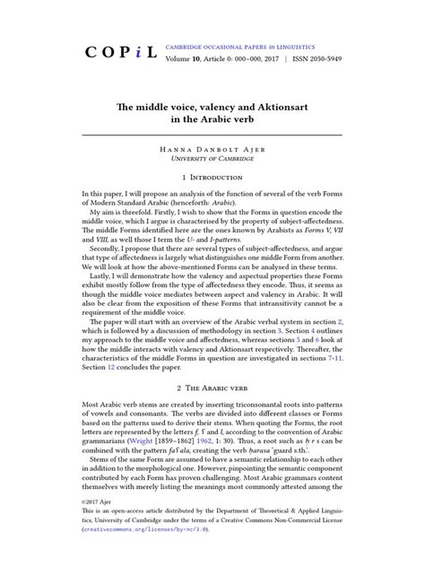 The Middle Voice Valency And Aktionsart Pdf Subject Grammar Verb