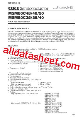 MSM80C39 Datasheet PDF OKI Electronic Componets