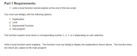 Part 1 Requirements 1 Write A Local Function Named