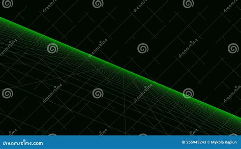 Technology Perspective Grid Digital Space Wireframe Landscape Blue Mesh On A Black Background