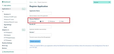 Ibm Mobilefirst Mobile First 8 Console Doesnt Have Choose Platform