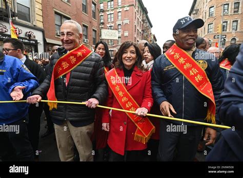 Senator Chuch Schumer Governor Kathy Hochul And Mayor Eric Adams March