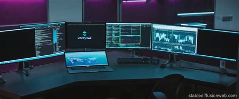 Coding Desk In Big Office Stable Diffusion Online