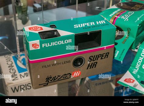 A Fujicolor Super Hr Single Use Camera On Display In A Media Museum