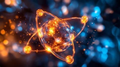Glowing Atomic Structure With Dynamic Energy And Sparks Stock