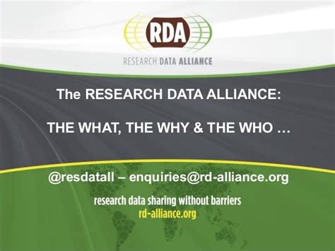 Rda The Research Data Alliance In A Nutshell