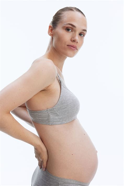 Mama 2 Pack Padded Nursing Bras Light Grey Marlwhite Ladies Handm Gb