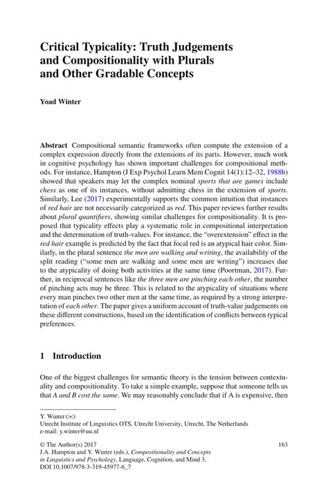 Pdf Critical Typicality Truth Judgements And Compositionality With