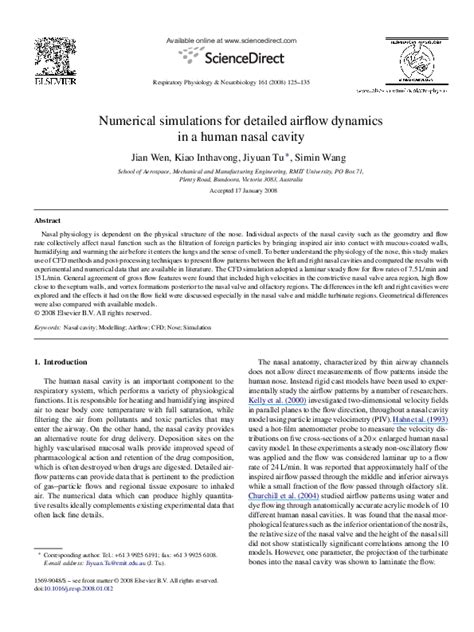 Pdf Numerical Simulations For Detailed Airflow Dynamics In A Human