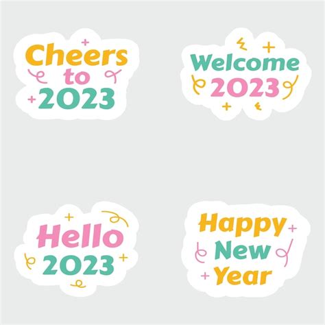 Premium Vector Happy New Year 2023 Typography Stickers