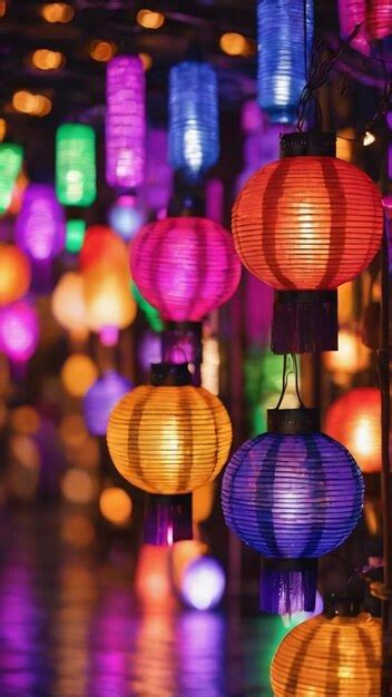Premium Photo Background Blurred Abstraction Of Colored Lanterns And