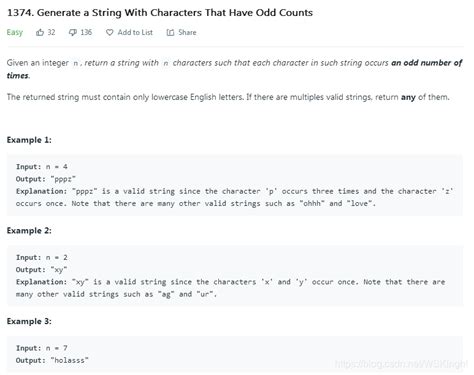 Leetcode 1373 Generate A String With Characters That Have Odd Counts