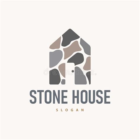 House Stone Logo Design House Rock Geometric Building Structure Elegant