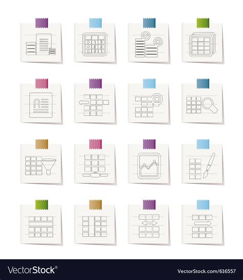 Database And Table Formatting Icons Royalty Free Vector