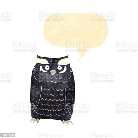 Kartun Burung Hantu Dengan Gelembung Ucapan Ilustrasi Stok Unduh