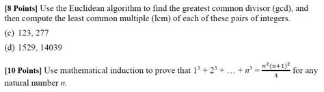 Solved Points Use The Euclidean Algorithm To Find The Chegg