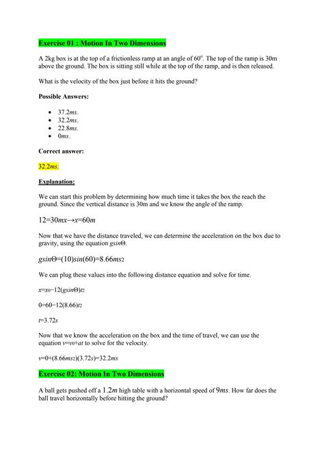 SOLUTION Newtonian Mechanics Questions And Answers With Explanation Exercises Part