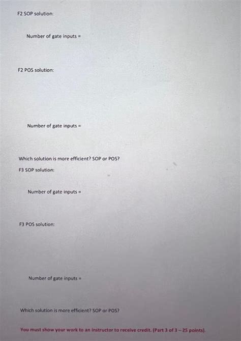 Solved F Sop Solution Number Of Gate Inputs N F Pos Chegg