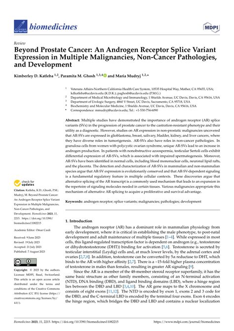 Pdf Beyond Prostate Cancer An Androgen Receptor Splice Variant