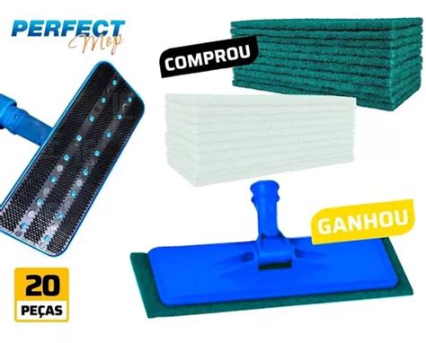 Kit Mop Rodo Pega Fibra C Esponja Magica Limpeza Peças Parcelamento sem juros