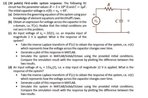 Solved First Order System Response The Following Rc Circuit