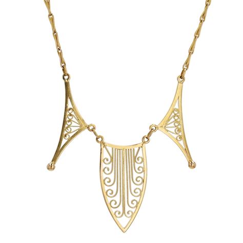 Proantic Necklace Yellow Gold Filigree Pattern