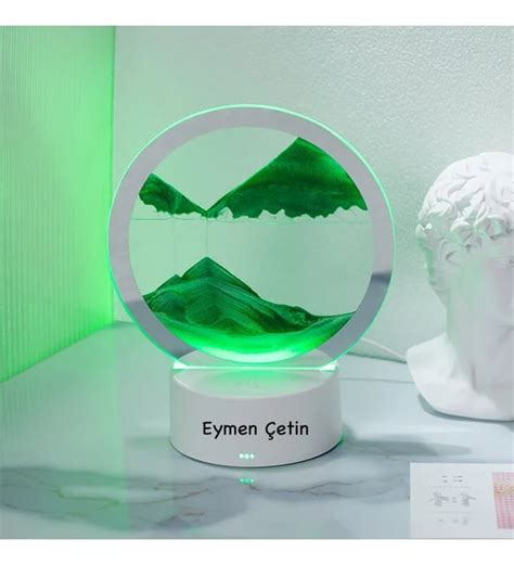 D Hareketli Kum Sanat Resmi Yuvarlak Cam Derin Deniz Sandscape Kum Saati