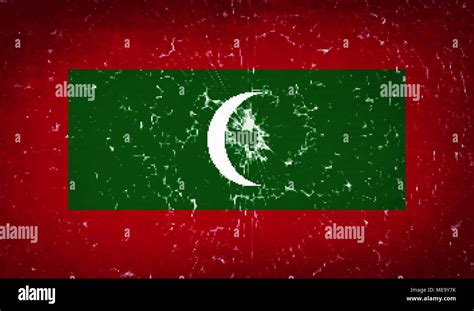 Flags Of Maldives With Broken Glass Texture Vector Illustration Stock