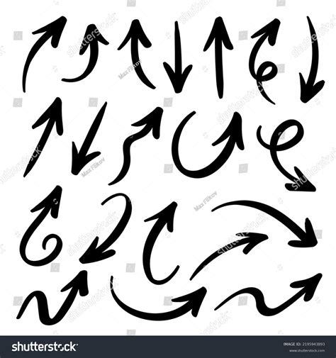 Hand Drawn Curved Arrows Collection Vector Stock Vector Royalty Free 2195943893 Shutterstock