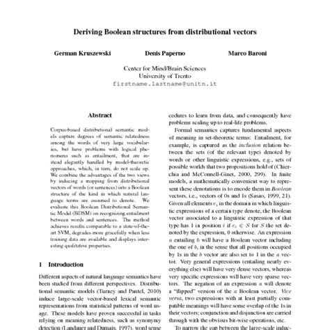 Deriving Boolean Structures From Distributional Vectors Acl Anthology