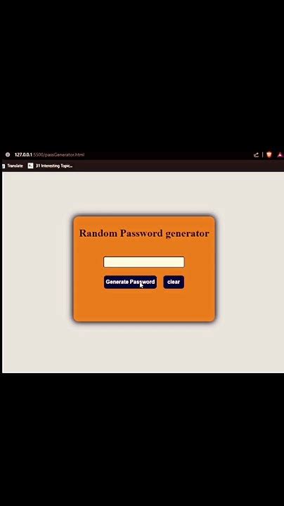 Random Password Generator By Using Html Css And Javascript Webdevelopment Css Html Coding