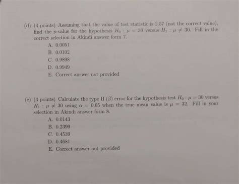 Solved Assuming That The Value Of Test Statistic Is 257