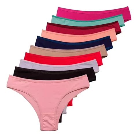 Kit 10 Calcinhas Conforto Feminina Adulto Calcinha Tanga Microfibra