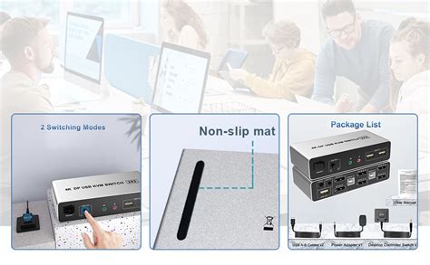 Displayport Kvm Switch Dual Monitors For 2 Computers 4k 60hz Extended Display 2 Monitors