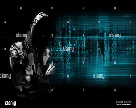 An Adult Online Anonymous Internet Hacker With Invisible Face In Urban Environment And Number