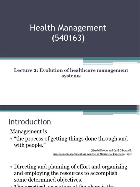 Lecture2 Health Management Pdf Business Economies