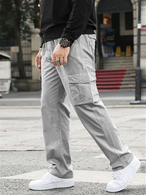 Manfinity Hypemode Loose Fit Mens Letter Patch Decor Flap Pocket Cargo