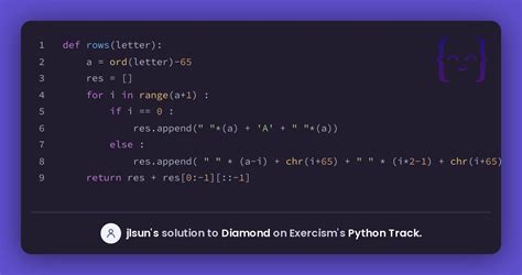 Jlsun S Solution For Diamond In Python On Exercism
