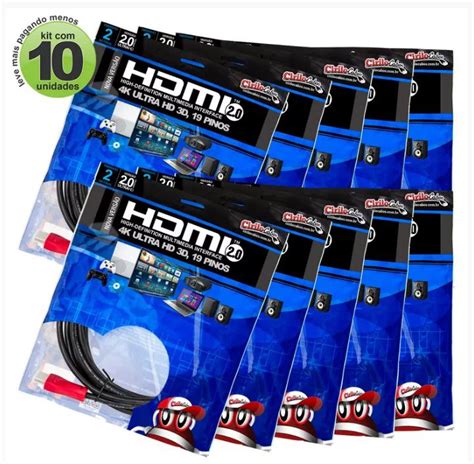Kit Com 10 Cabos Hdmi 20 Premium Ultra Hd 4k Cirilo Cabos 2m