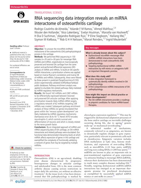 Pdf Rna Sequencing Data Integration Reveals An Mirna Interactome Of