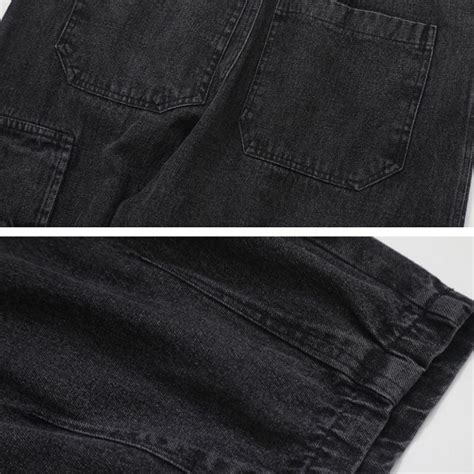Vintage Wash Oversized Pocket Straight Jeans Helloice Apparel