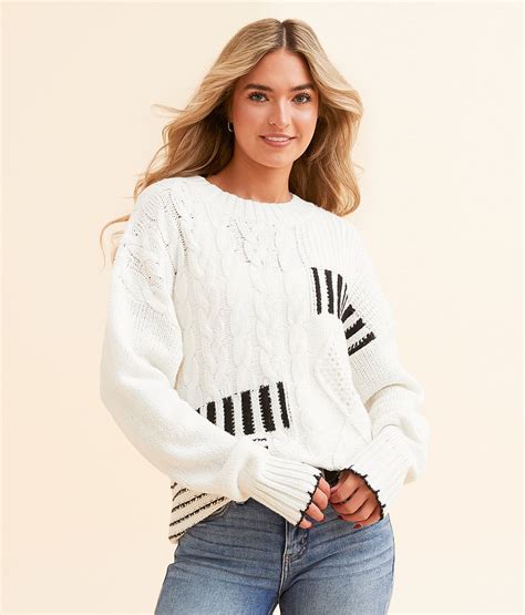 Bke Cable Knit Sweater Womens Sweaters In White Black Buckle