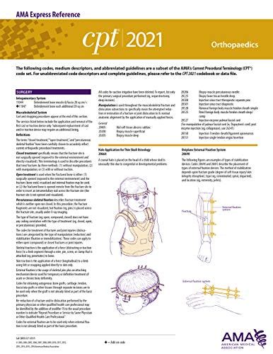 Cpt 2021 Express Reference Coding Card Orthopaedics By American
