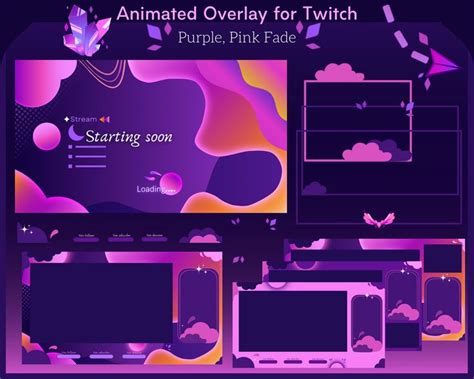 Cozy Animated Purple Overlay Twitch Package Twitch Overlay Cute Pink