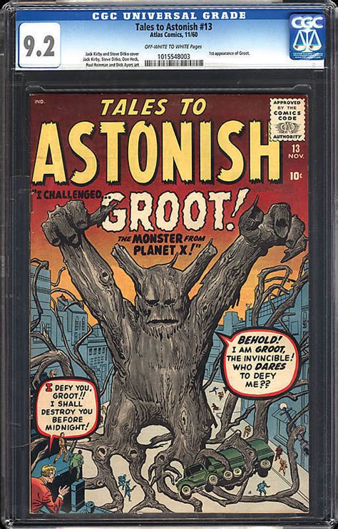 The 1st Appearance Of Groot Tales To Astonish 13 Cgc 9 2 Just Sold